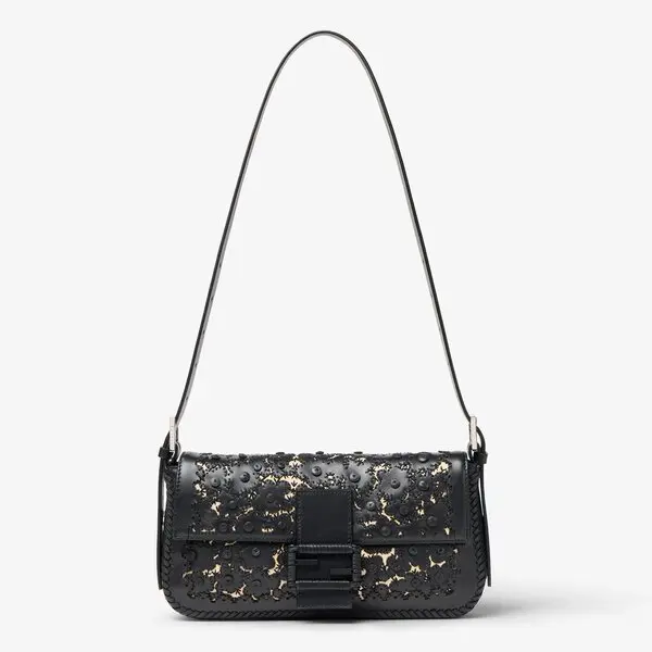 Fendi Baguette® 26424 Black Carved Leather Bag